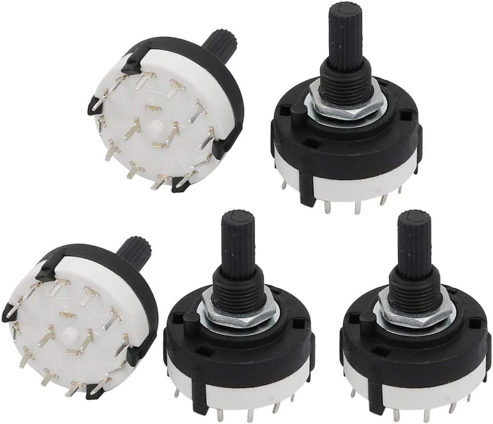 uxcell 2Pcs 1 Pole 12 Position 1P12T Soldering Lug Selector Rotary ...