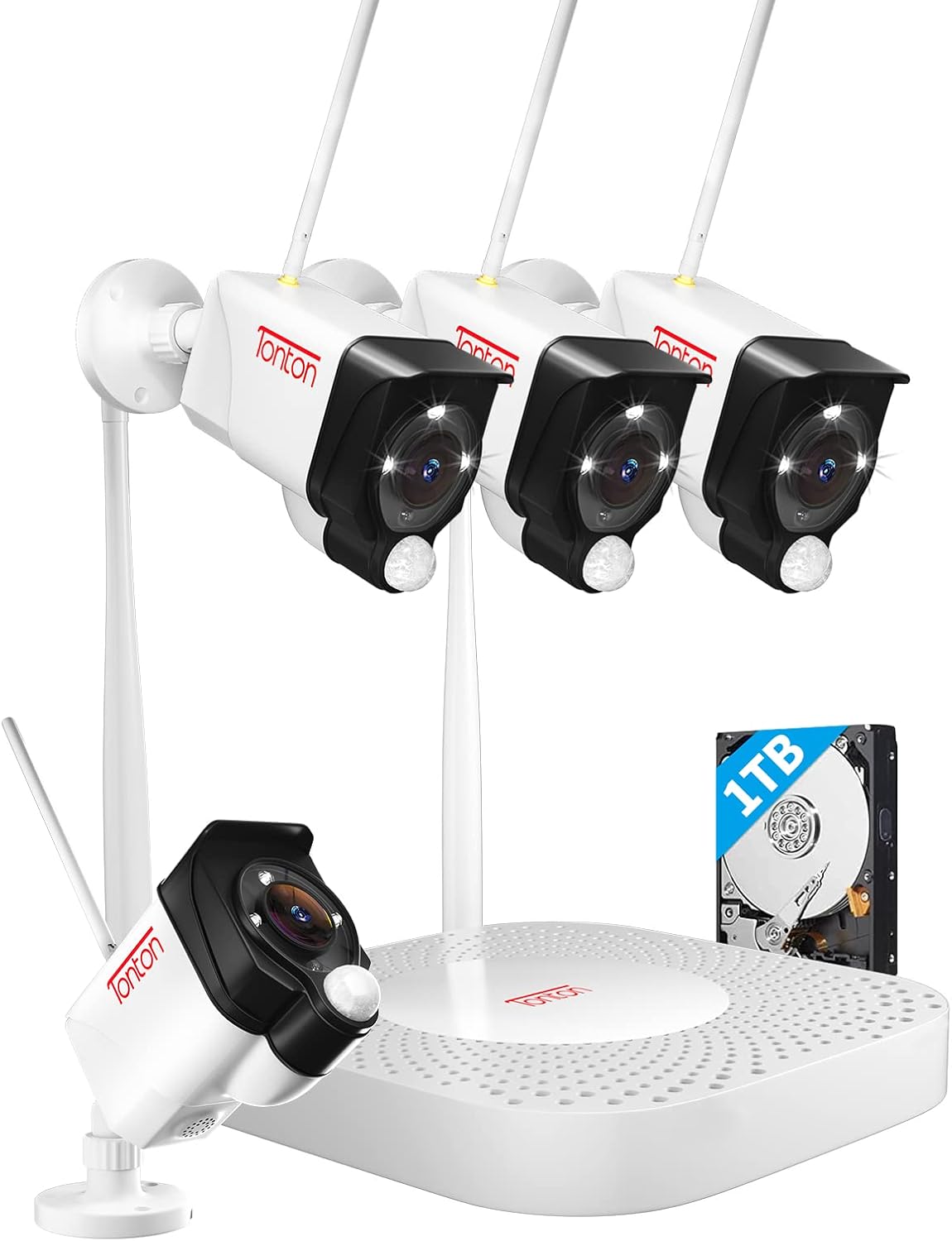 (Floodlight & 2 Way Audio)Tonton CCTV Camera System Wireless Outdoor ...