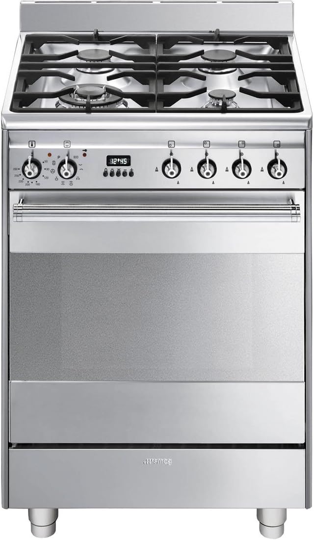 Smeg Concert 60cm Dual Fuel Cooker with Pyrolytic Cleaning - Stainless ...