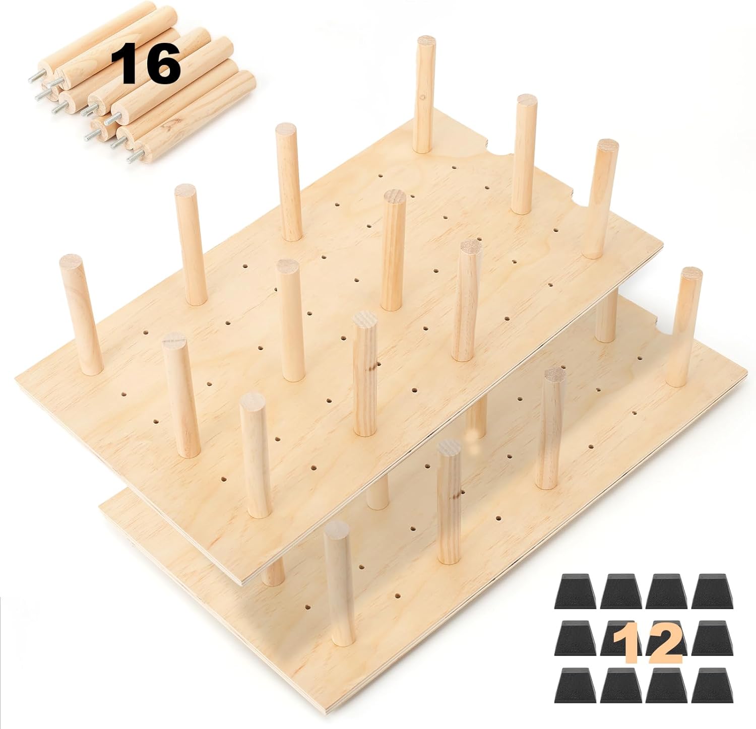 Amazon.com: 21"W x 12"D Wood Drawer Peg Board with 16 Pegs Adjustable ...
