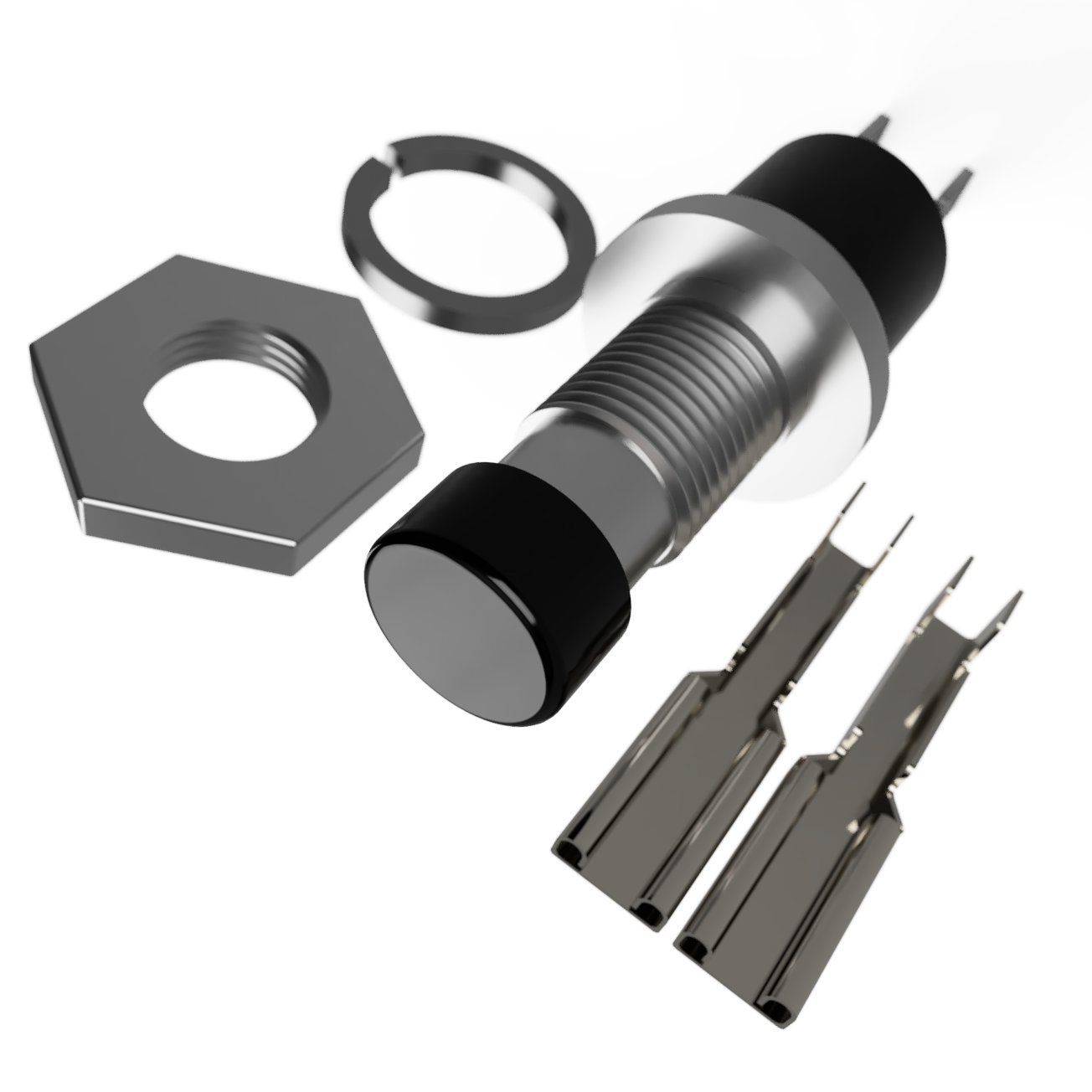 10 Pack (NC ON-OFF) Black Cap Mini Momentary Push Buttons SPST ...