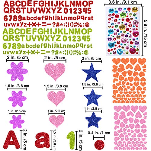 Buy 400 Pcs Assorted Foam Glitter Stickers Self Adhesive Foam Die Cut ...