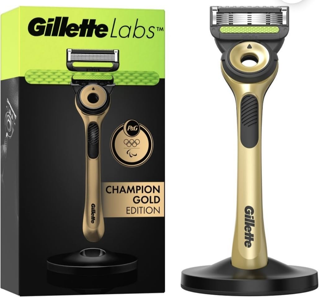 Gillette Labs Men's Razor With Champion Gold Exfoliating Bar, Reusable ...