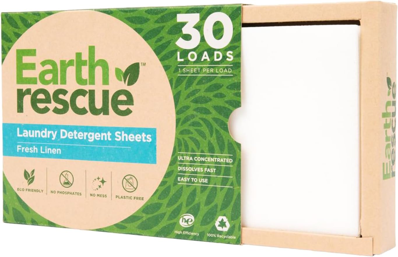 Earth Rescue 30 hojas de detergente para ropa de lino fresco ...