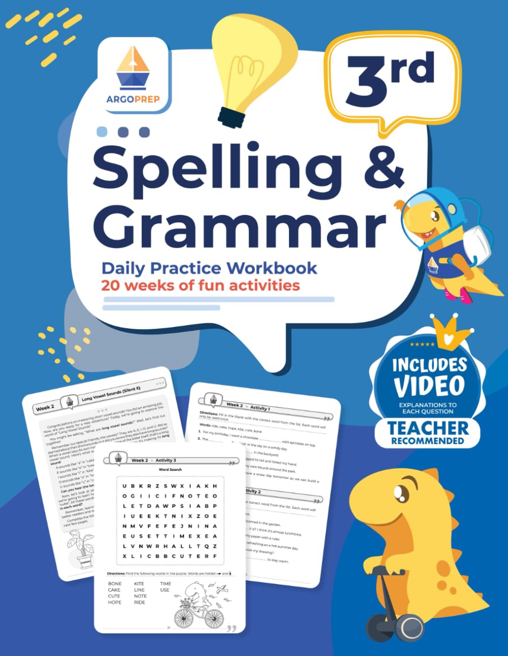 Amazon.com: 3rd Grade Spelling and Grammar Daily Practice Workbook: 20 ...