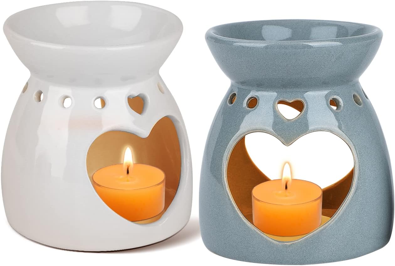 Ceramic Tealight Candle Holder Essential Oil Burner ~ White : Amazon.co ...