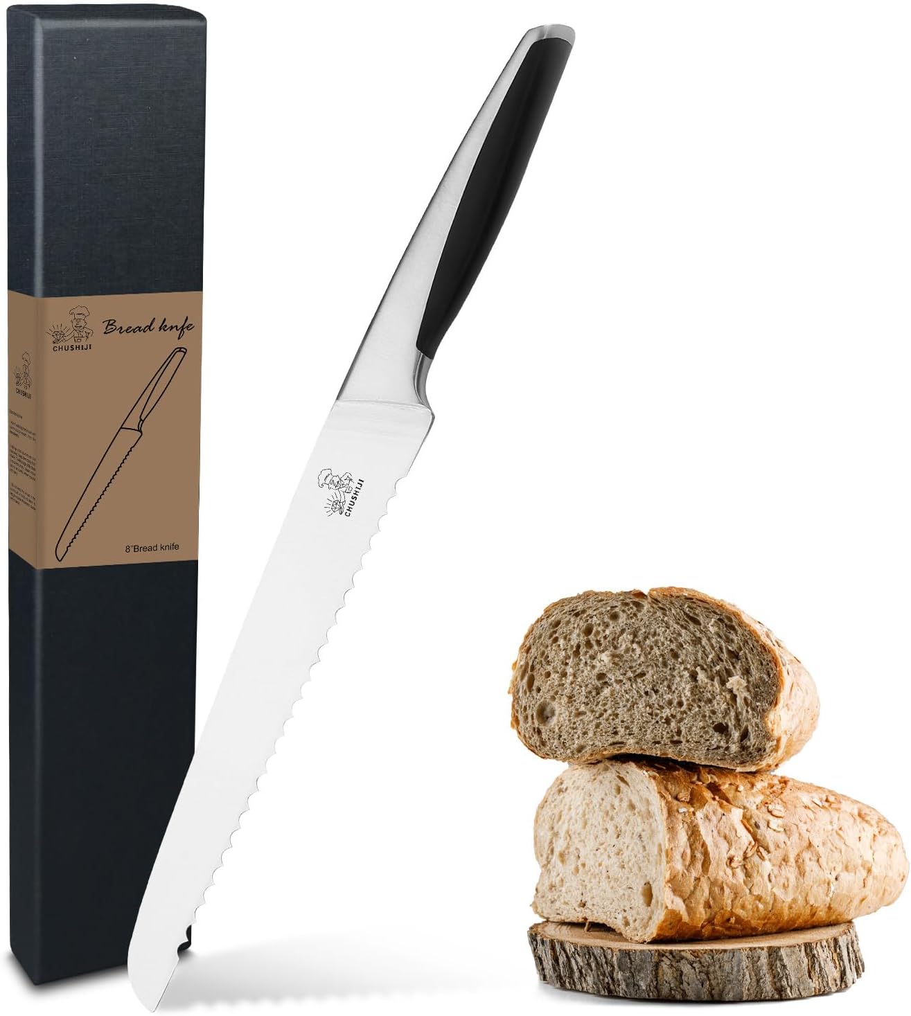 Amazon.com: CHUSHIJI Bread Knife,Bread Knife for Homemade Bread,Ultra-Sharp Serrated Bread Knife ...