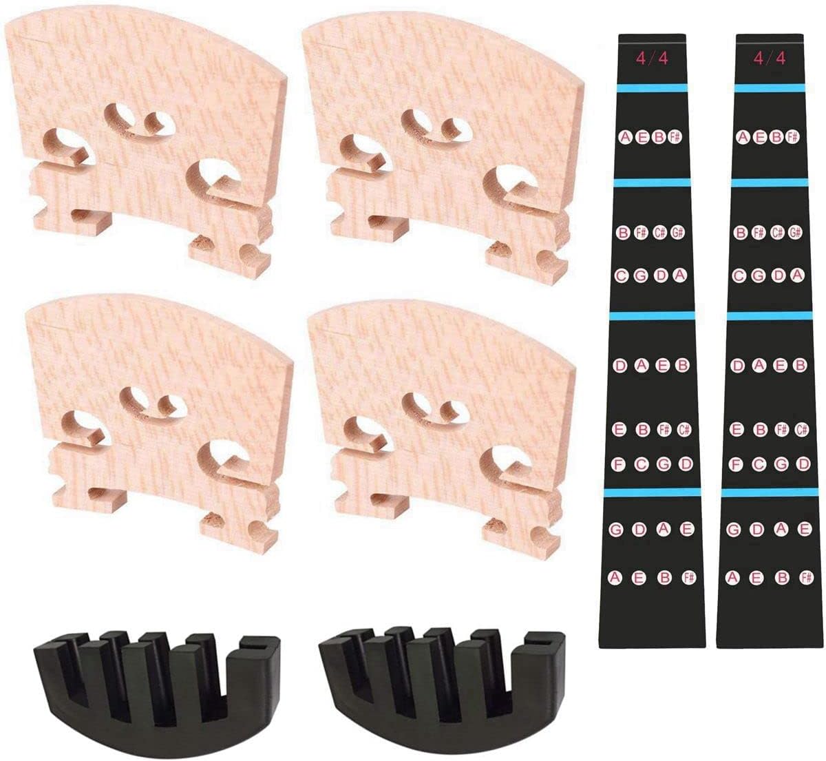 Amazon.com: 8 PCS Violin Beginner Set, 4 Pcs 4/4 Maple Violin Bridges ...