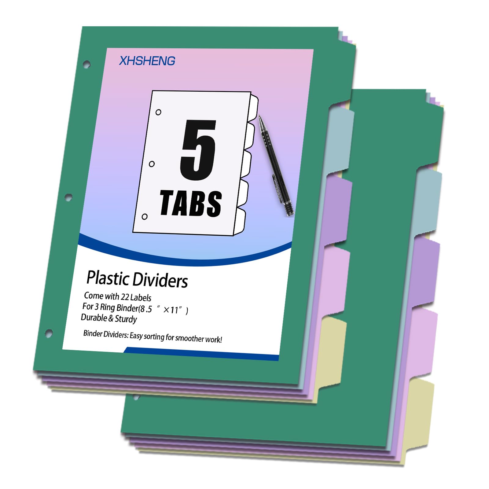 Snapklik.com : 10Pcs/2 Sets Binder Dividers For 3 Ring Binder,5 Tab ...