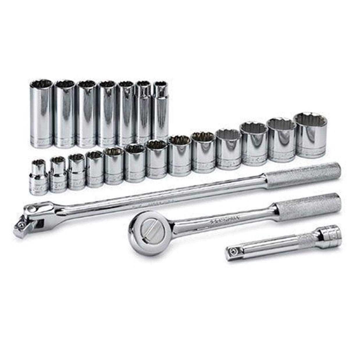 SK Tools USA 1/2" Drive, 23 Piece, 12 Point, Standard & Deep SAE Chrome ...