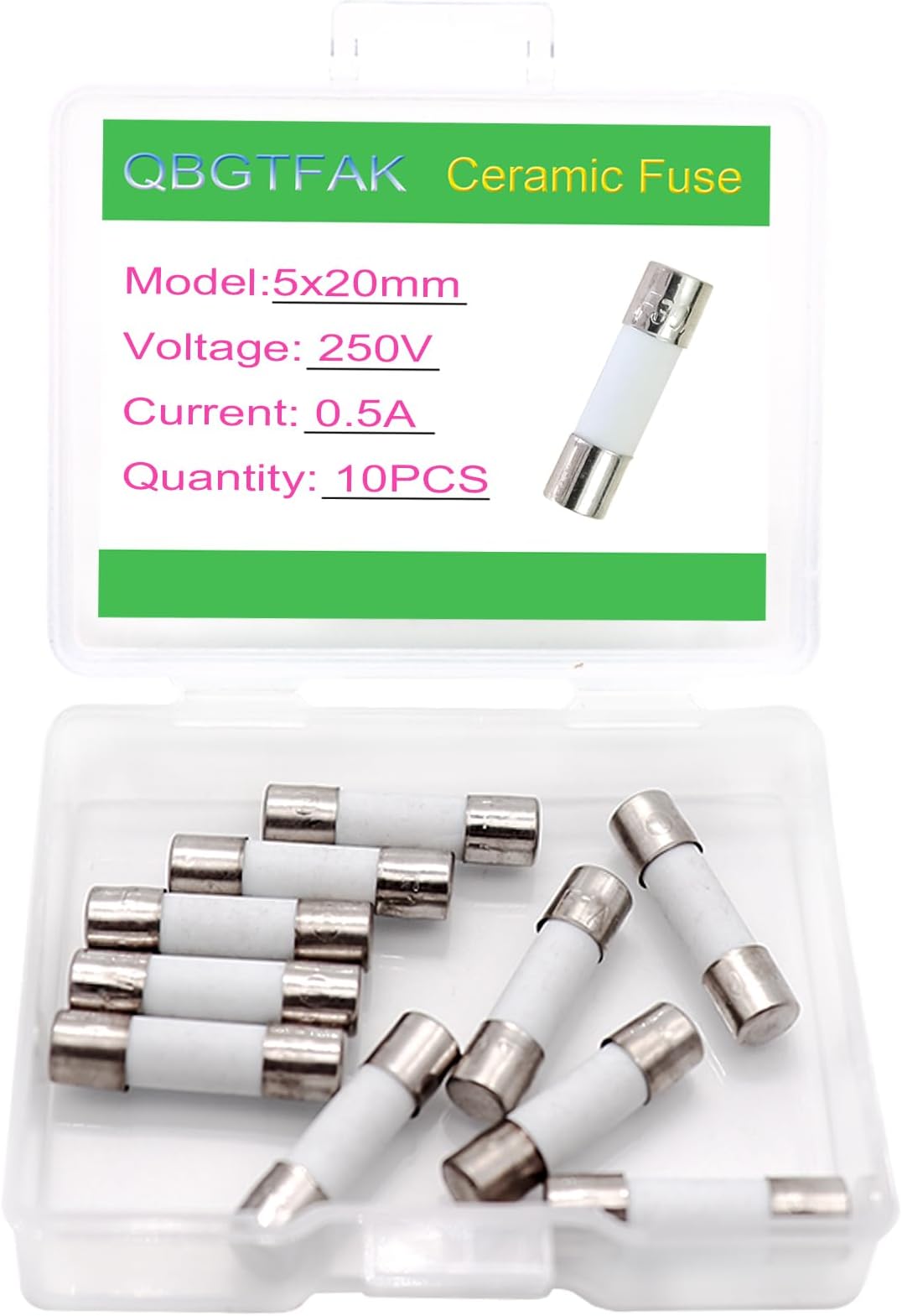 0.5A 250V Fast-Acting 5x20mm Ceramic Fuses (2-Pack) - Electronics ...