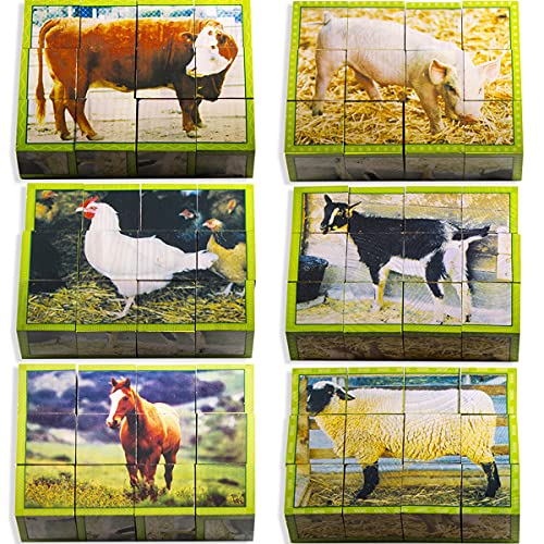 Snapklik.com : Stages Learning Wooden Farm Animal Cube Puzzle For ...