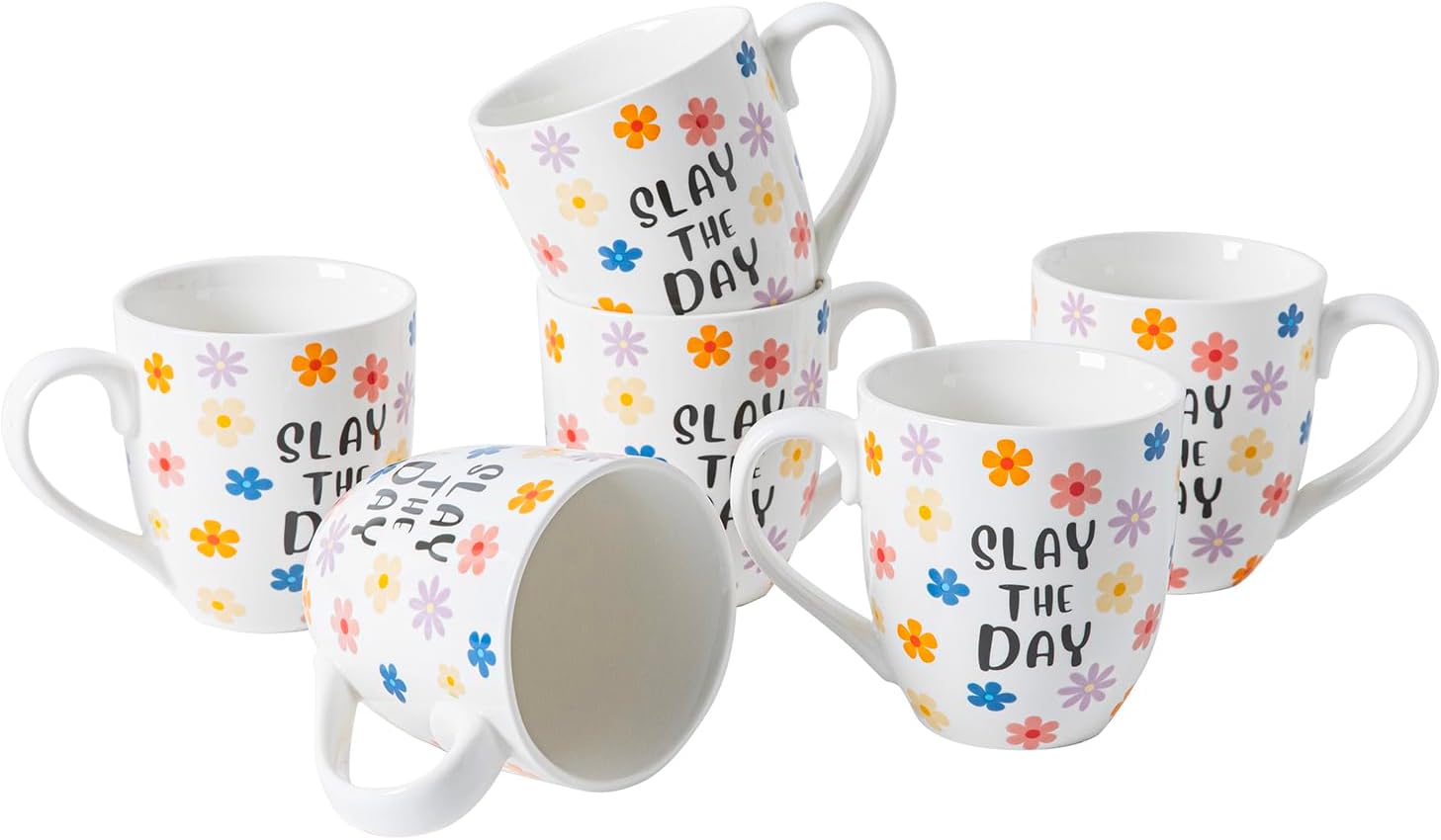 Amazon.com: SumitlEyao Coffee Mugs Set of 6, 16 Oz Large Ceramic Coffee ...
