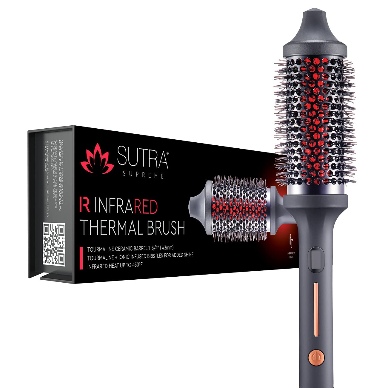 SUTRA IR Infrared Thermal Brush - Heated Round Hair Brush with Ionic ...