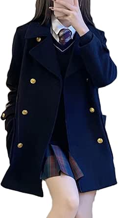Amazon | [fenglin love] ダッフルコート 厚手 女子高生 ジャケット ボタンコート スクールコート JK制服 アウター イギリス風 フォーマル 防寒着 卒業式 入学式 ...