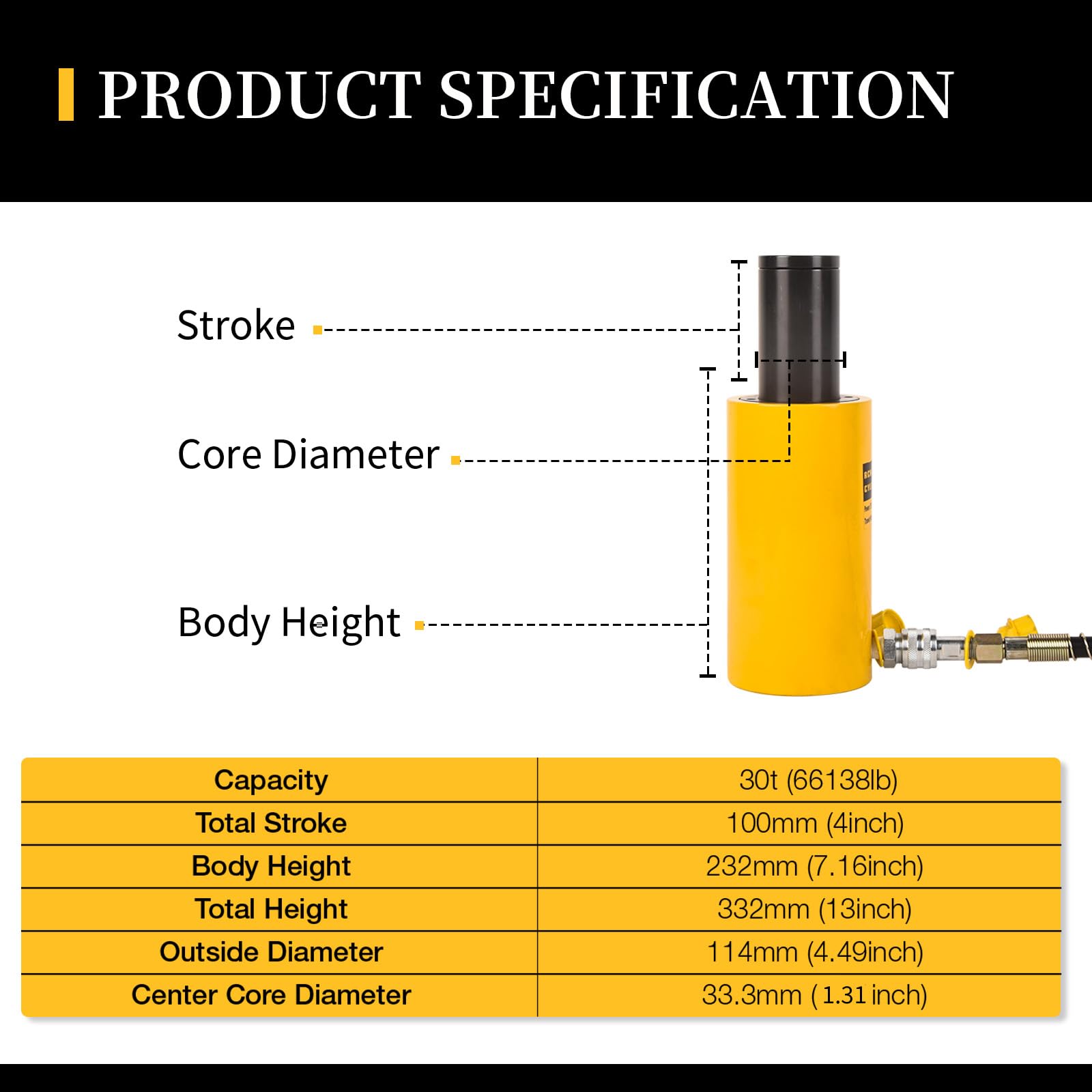 Snapklik.com : LCyindu 30T Hollow Single Acting Hydraulic Ram Cylinder ...