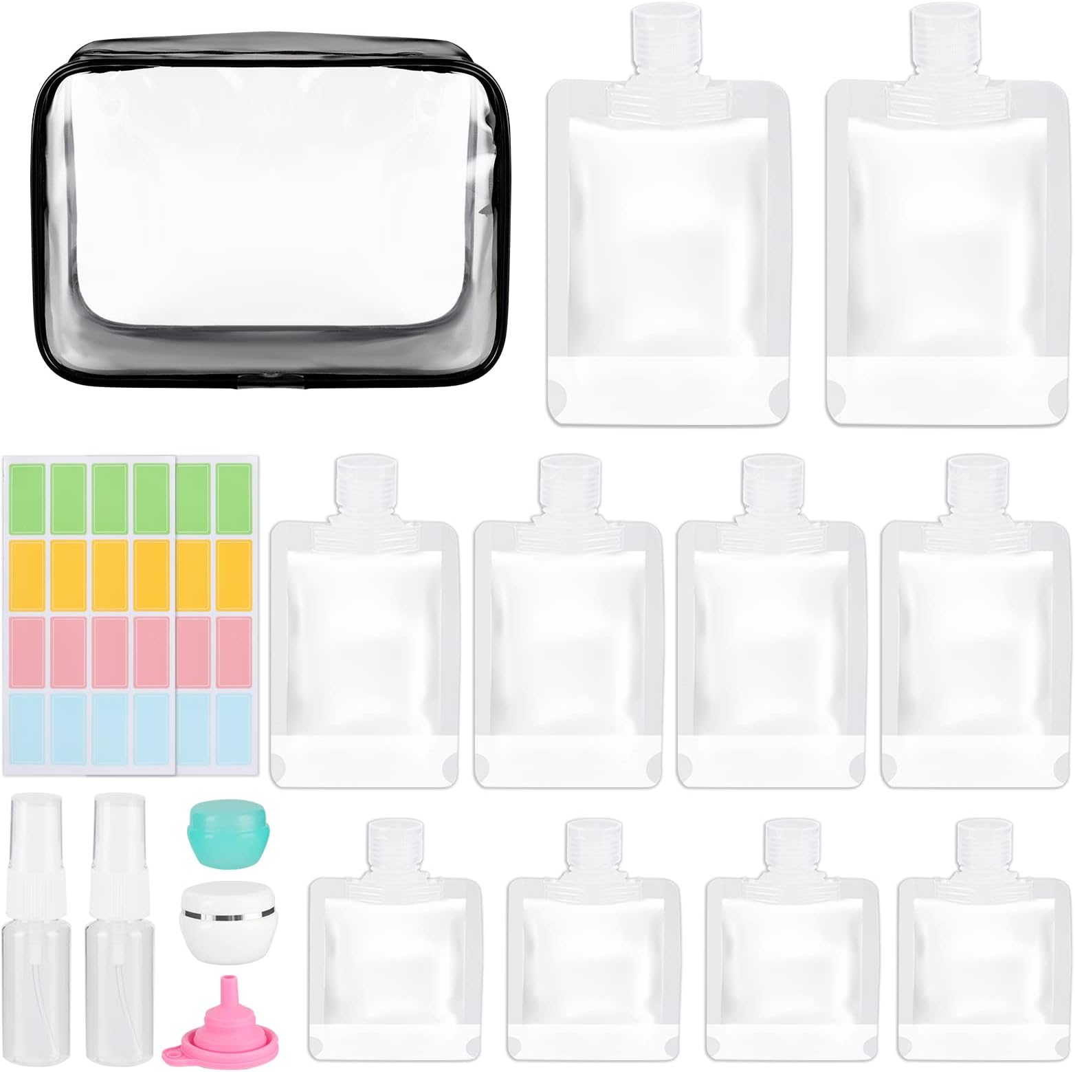 Amazon.com: Outus 18 Pieces Portable Travel Fluid Makeup Packing Bag ...