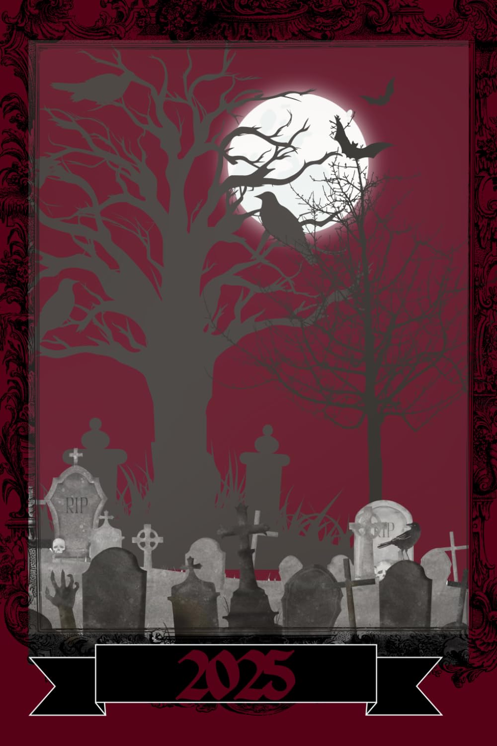 Spooky Graveyard 2025 Week To View Planner With Monthly Calendar and ...