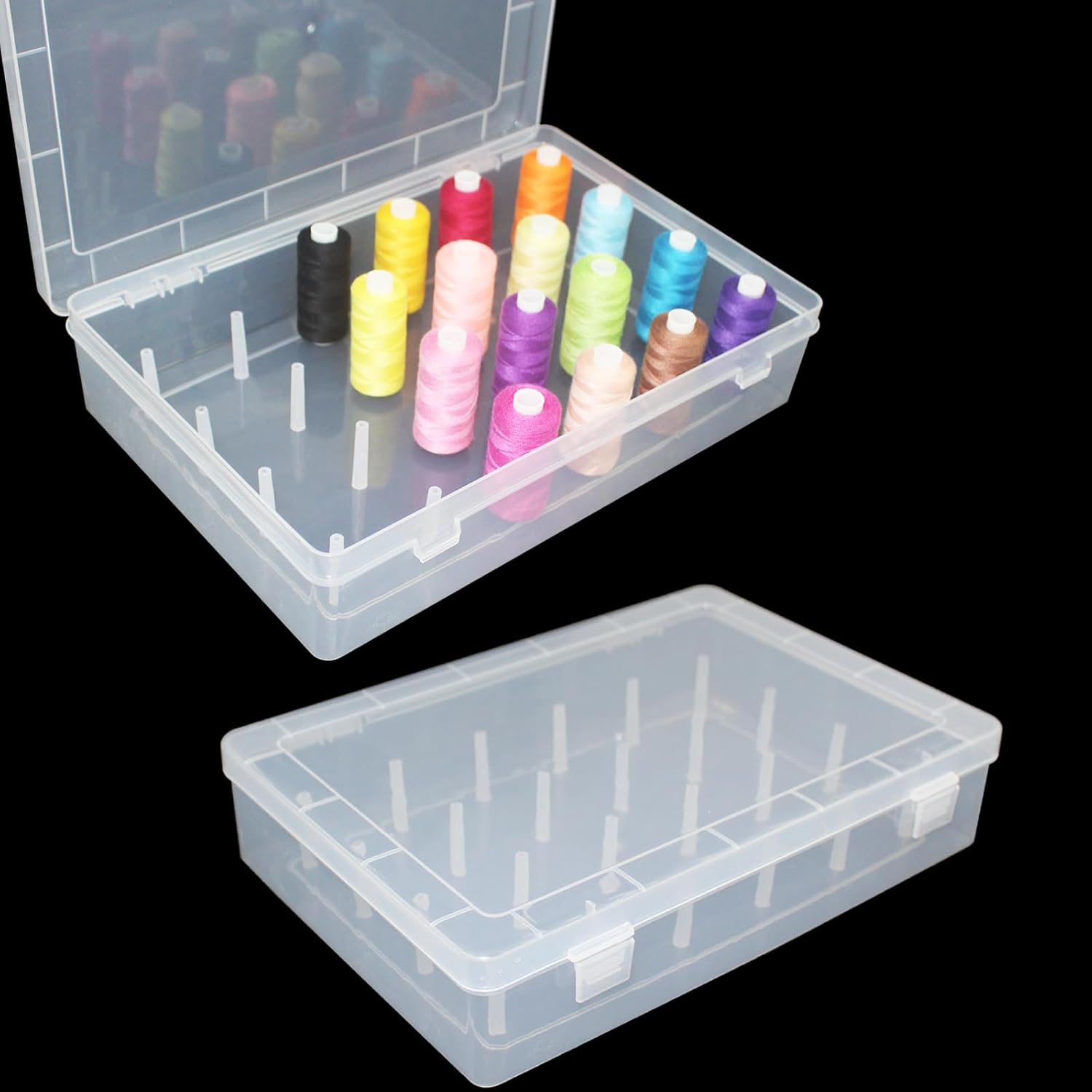 Amazon.com: 24 Spools Thread Holder Organizer Clear Sewing Storage Box ...