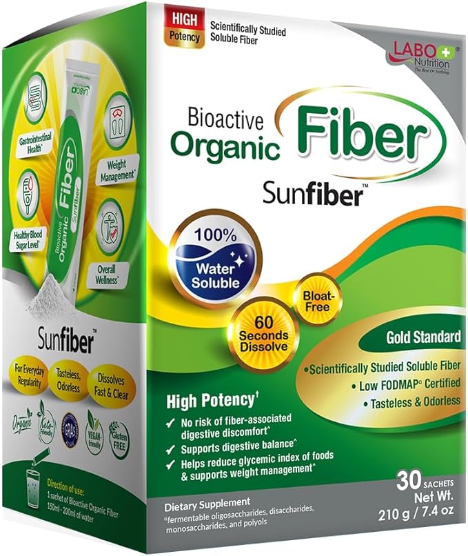 LABO Nutrition Bioactive Organic Fiber, Sunfiber Soluble Prebiotic ...