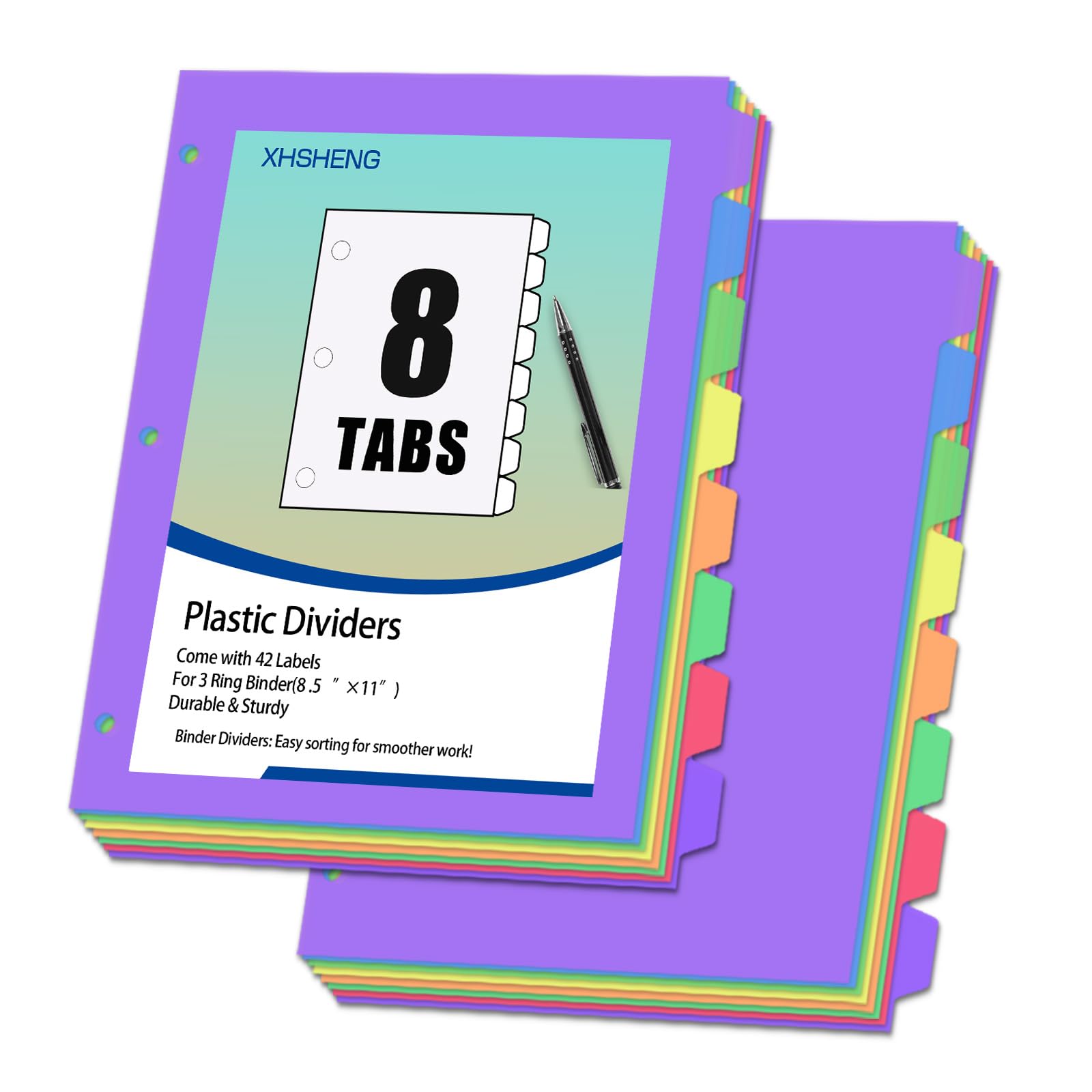Snapklik.com : 16Pcs/2 Sets Binder Dividers For 3 Ring Binder,8 Tab Binder Plastic Page Dividers