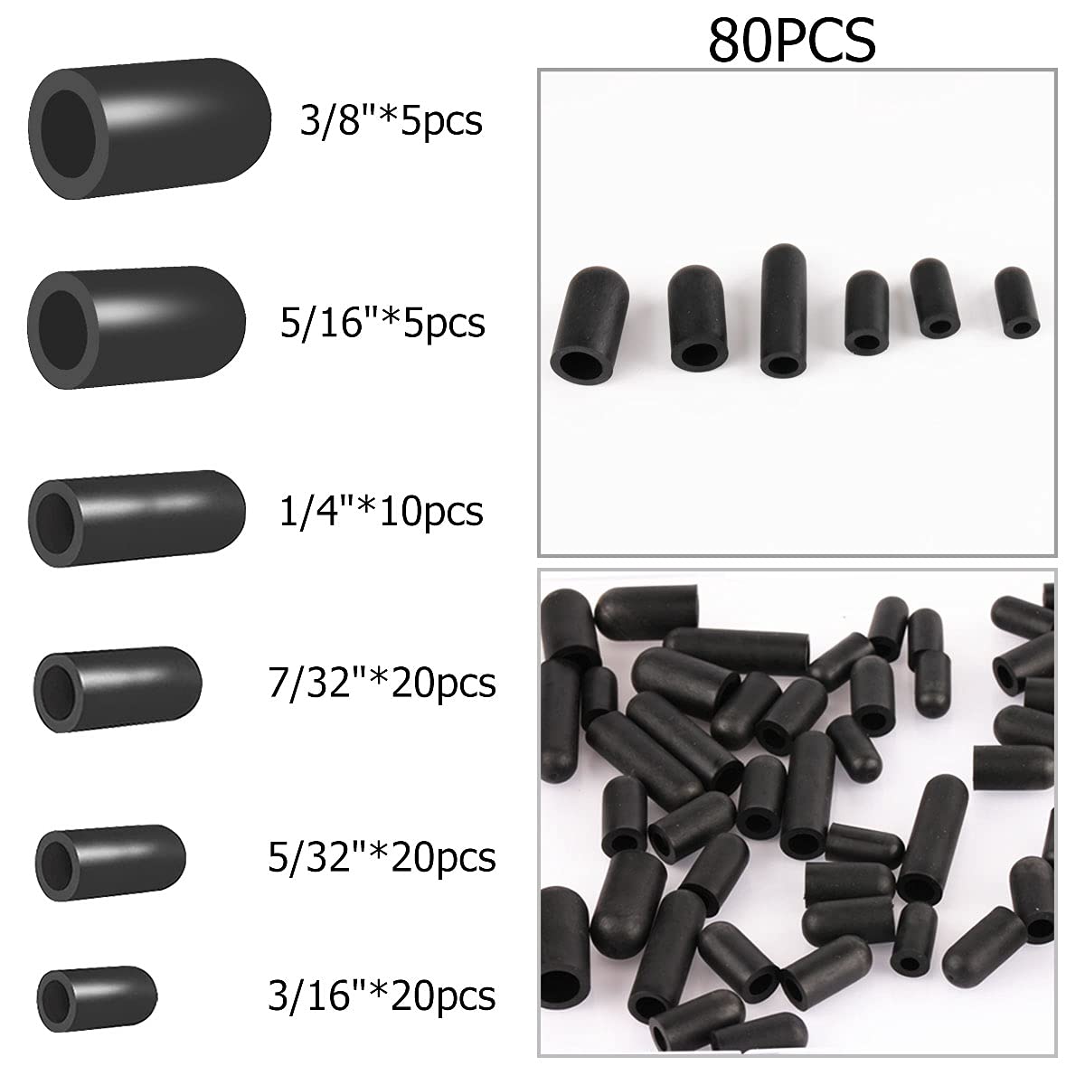 Snapklik.com : Vacuum Hose Caps, 80 PCS Vacuum Cap Assortment ...