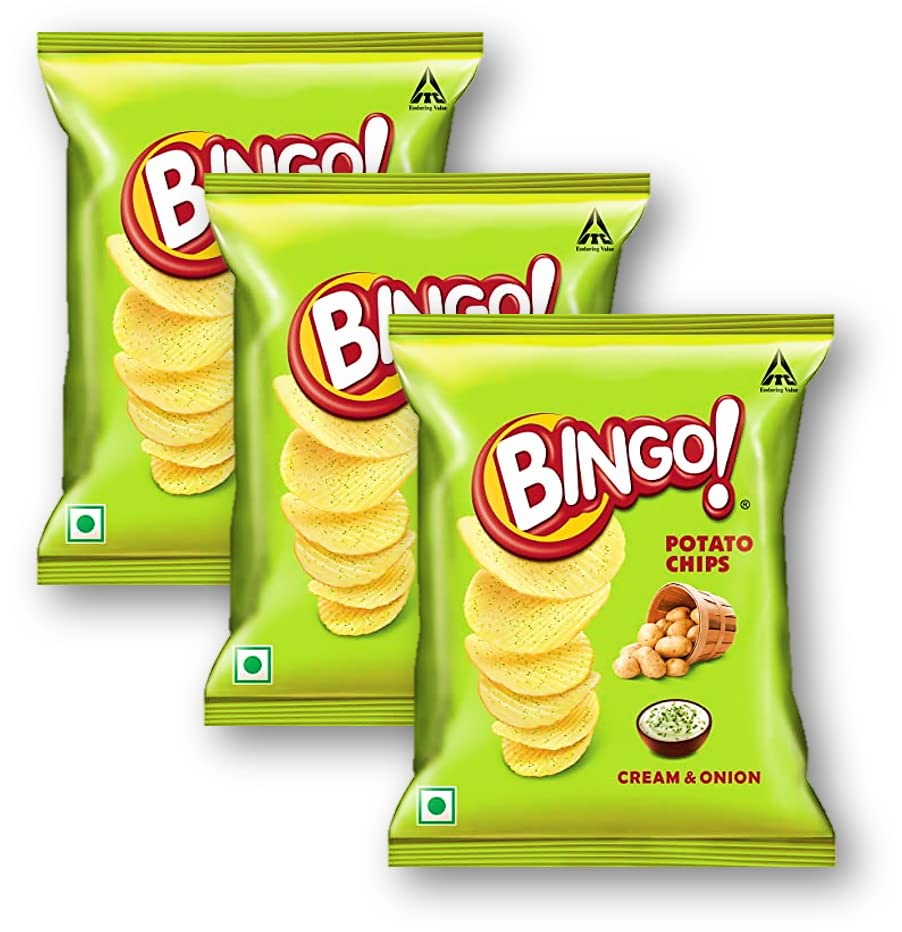 Buy Unique Bingo Potato Chips Cream & Onion 25g (Pack of 3) Online at ...