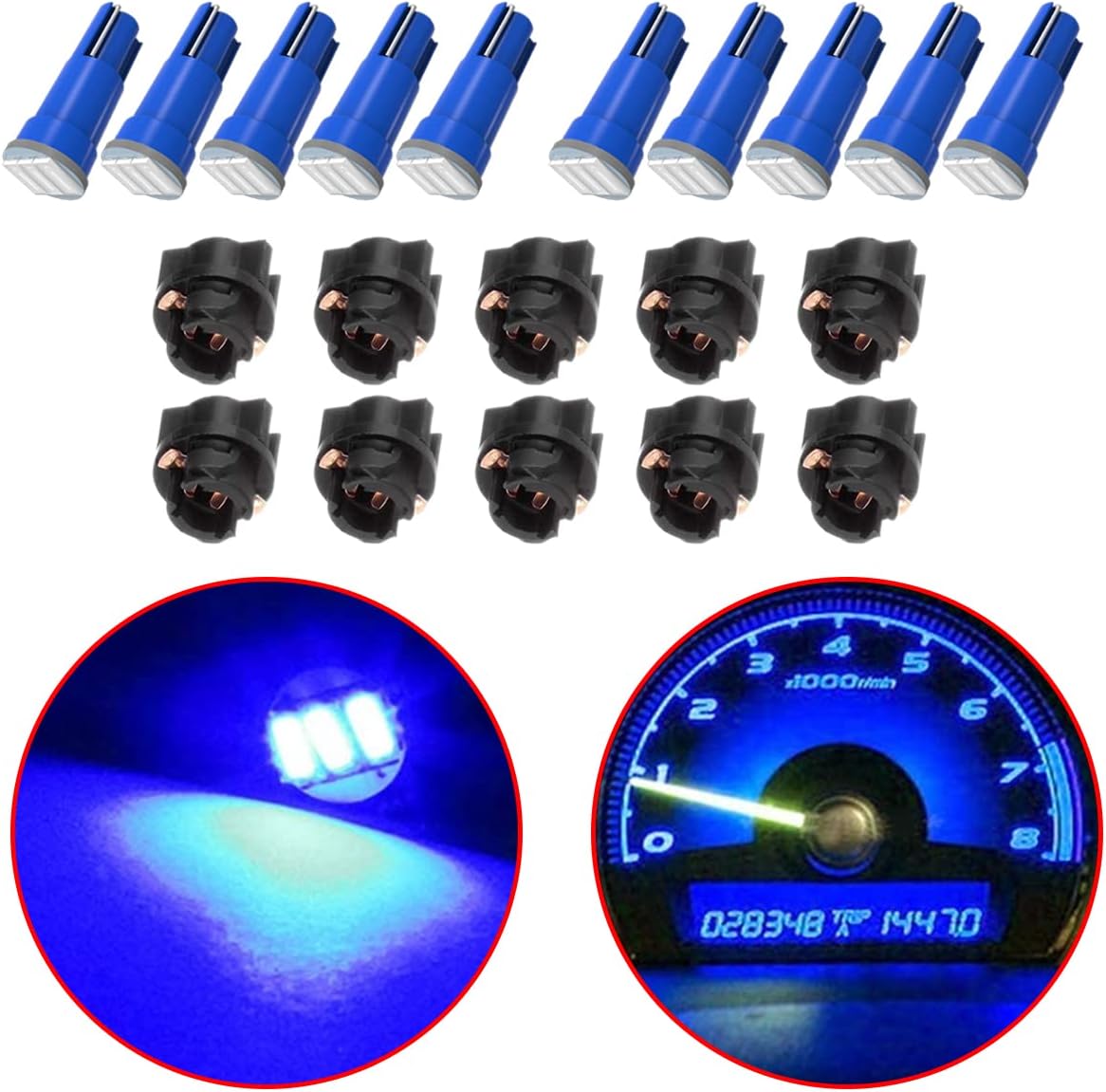 Amazon.com: CUSMME 10-Pack T5 LED Bulb, Super Blue 74 73 2723 70 37 2721 Wedge Led Bulb Light ...