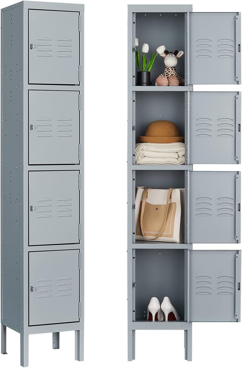 Buy MIIIKO Metal Locker 4 Tiers, Employee Locker Cabinet, 4 Tier ...
