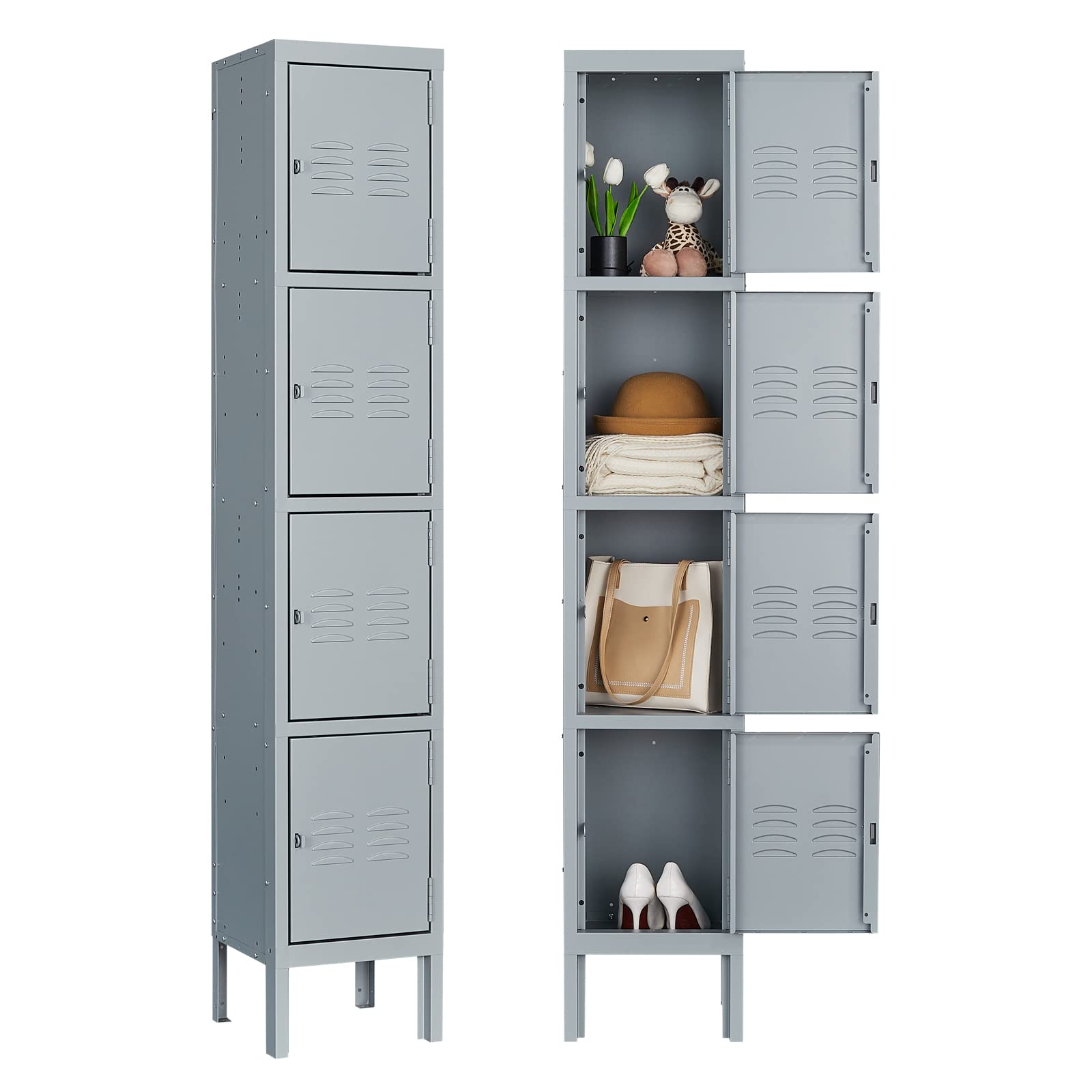 Buy MIIIKO Metal Locker 4 Tiers, Employee Locker Cabinet, 4 Tier ...