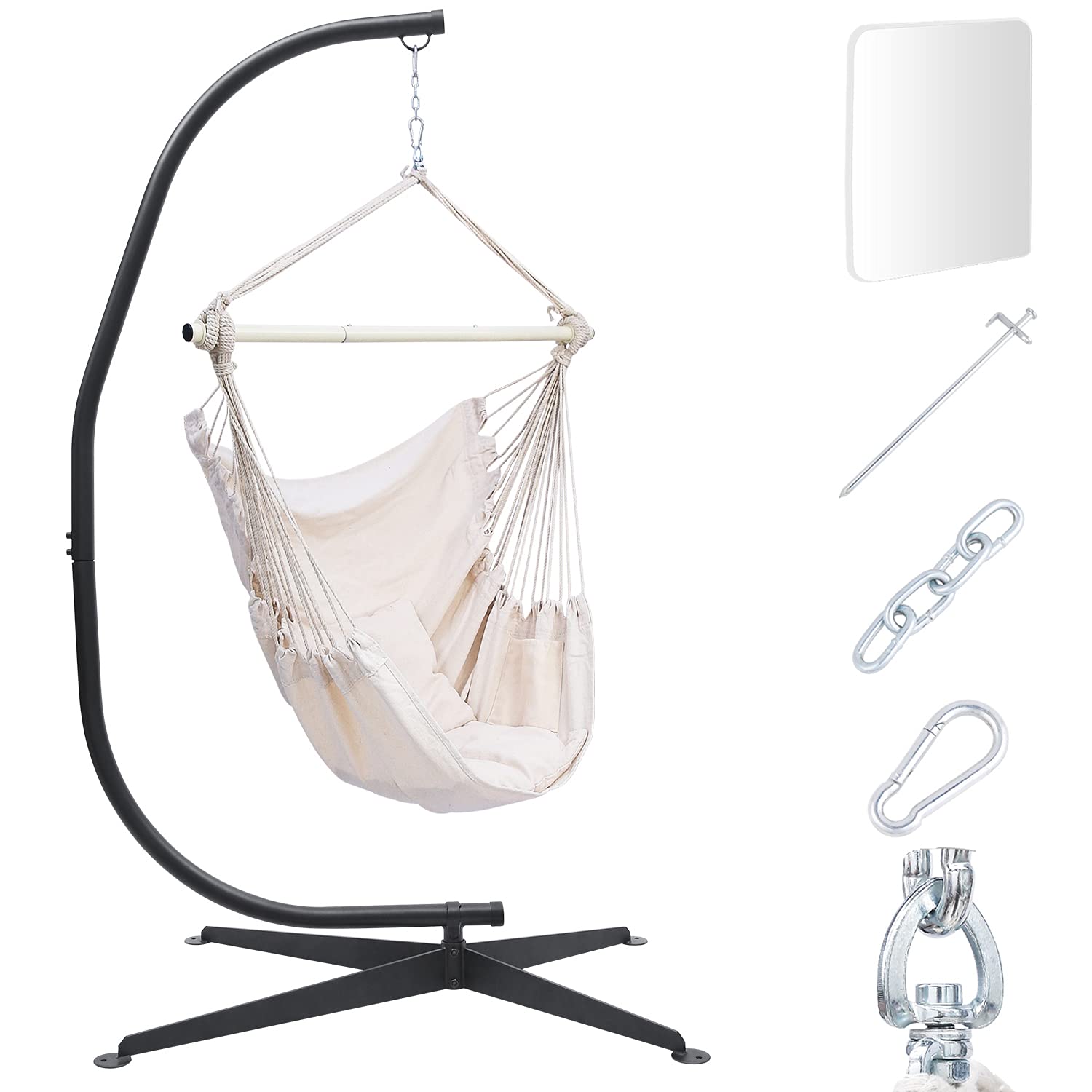 Buy Ohuhu Swing Chair Hammock Chair with Solid Steel C Stand, Hanging ...