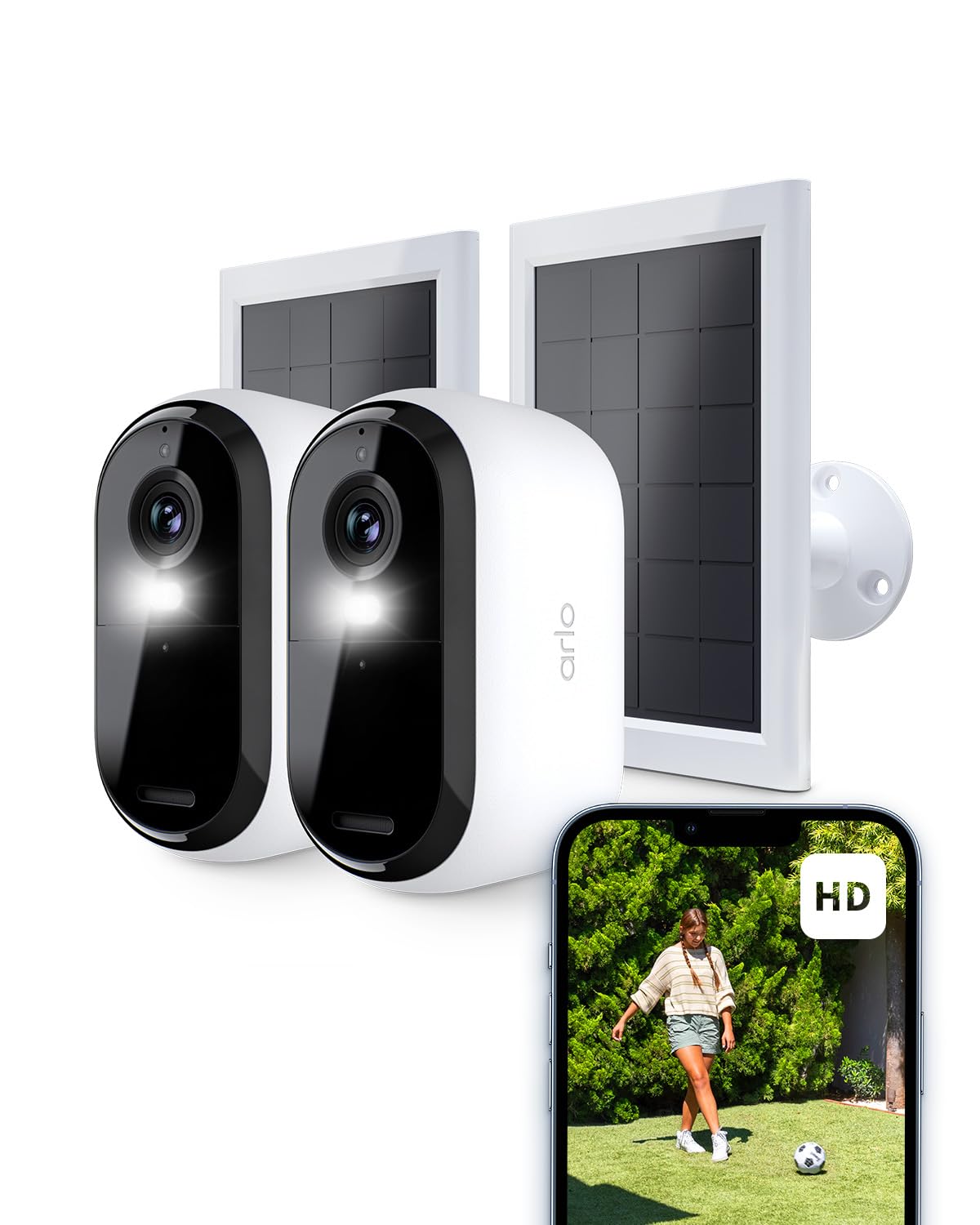 Arlo Essential 2 HD Video Security Camera Outdoor Wireless & 2 Solar ...