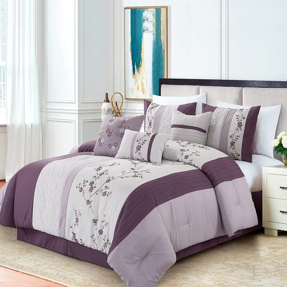 Amazon.com: TRP Elegant 7 Piece Full Size Floral Comforter Set ...