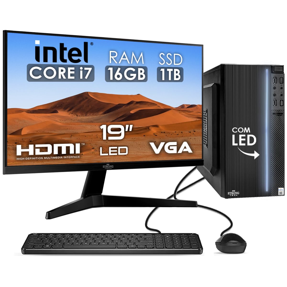 Computador Completo Intel Core i7 16GB SSD 1TB Monitor 19" 4 Núcleos ...