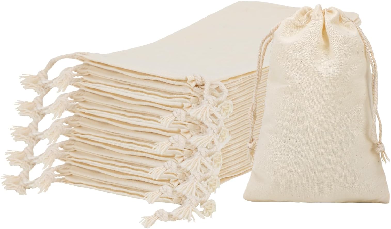 Amazon.com: Tatuo 50 Pcs 3 x 4 Inches Muslin Bags Cotton Drawstring ...