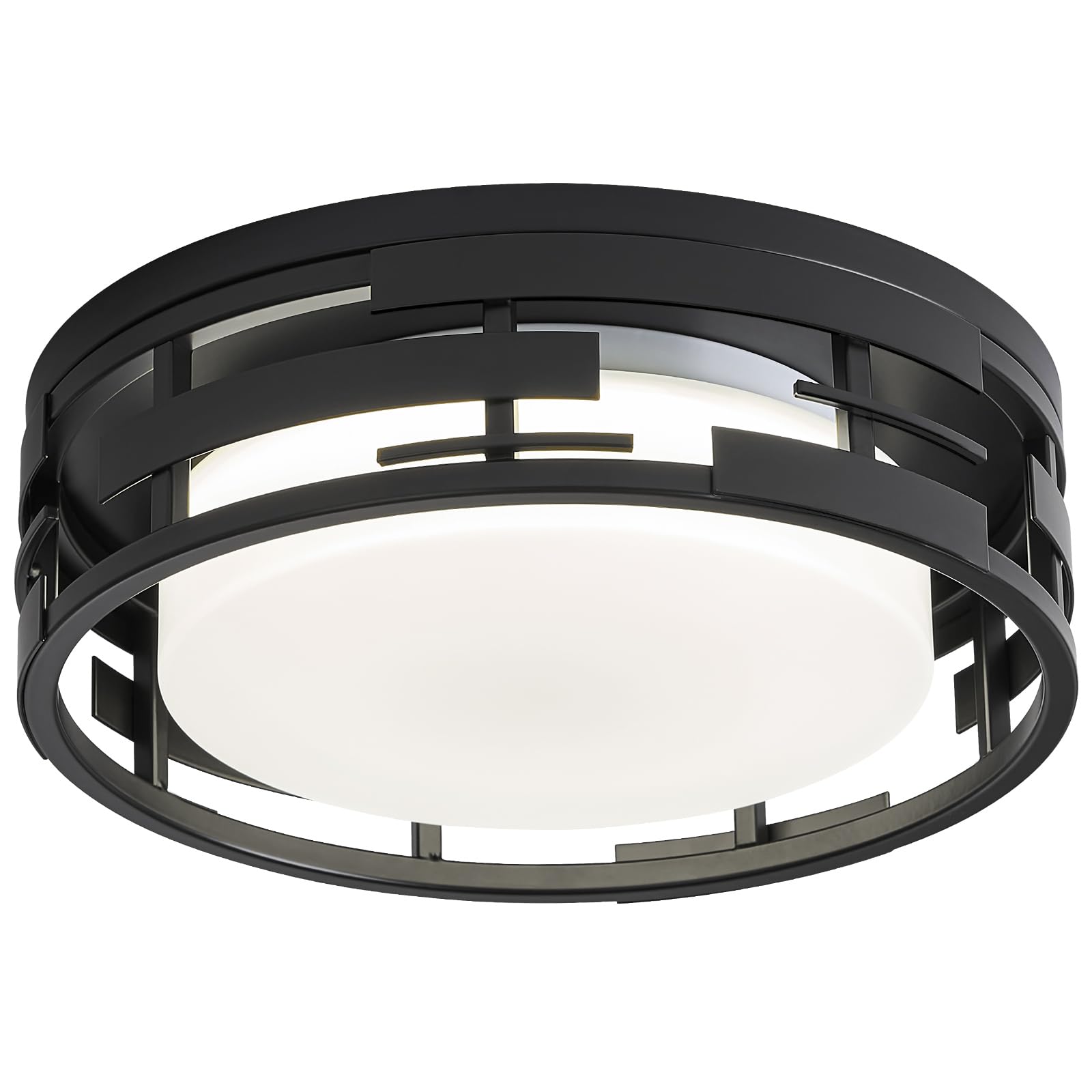 LED Black Farmhouse Ceiling Light, 12 Inch Flush Mount Ceiling Light ...