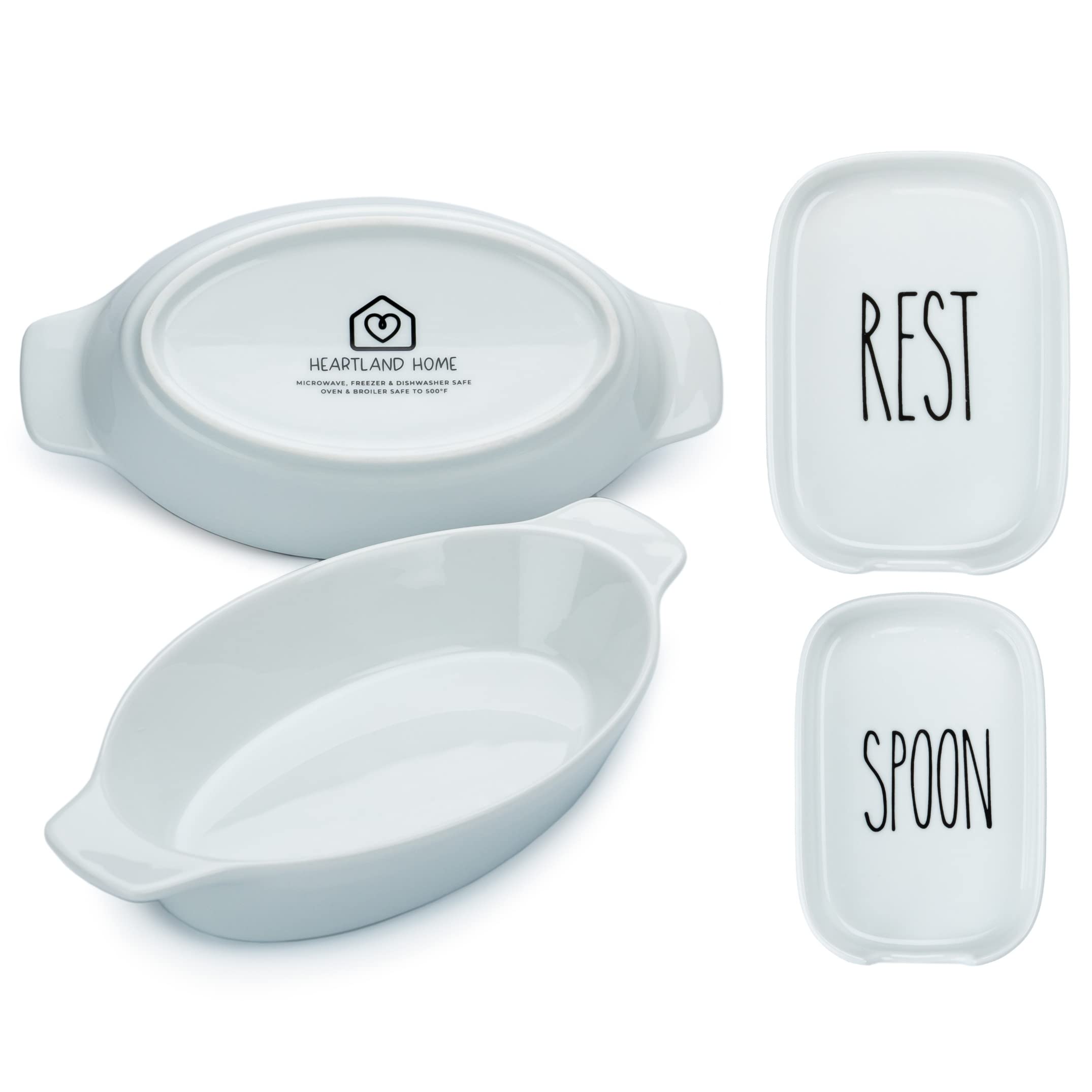 Amazon.com: Heartland Home Porcelain Au Gratin Individual Baking Dishes ...