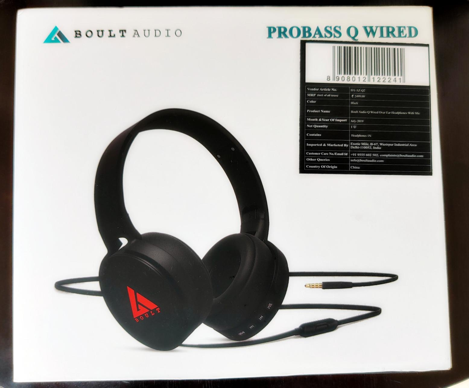 Boult Audio Bass Buds Q2 Over-Ear Wired Lightweight Stereo Headphones ...