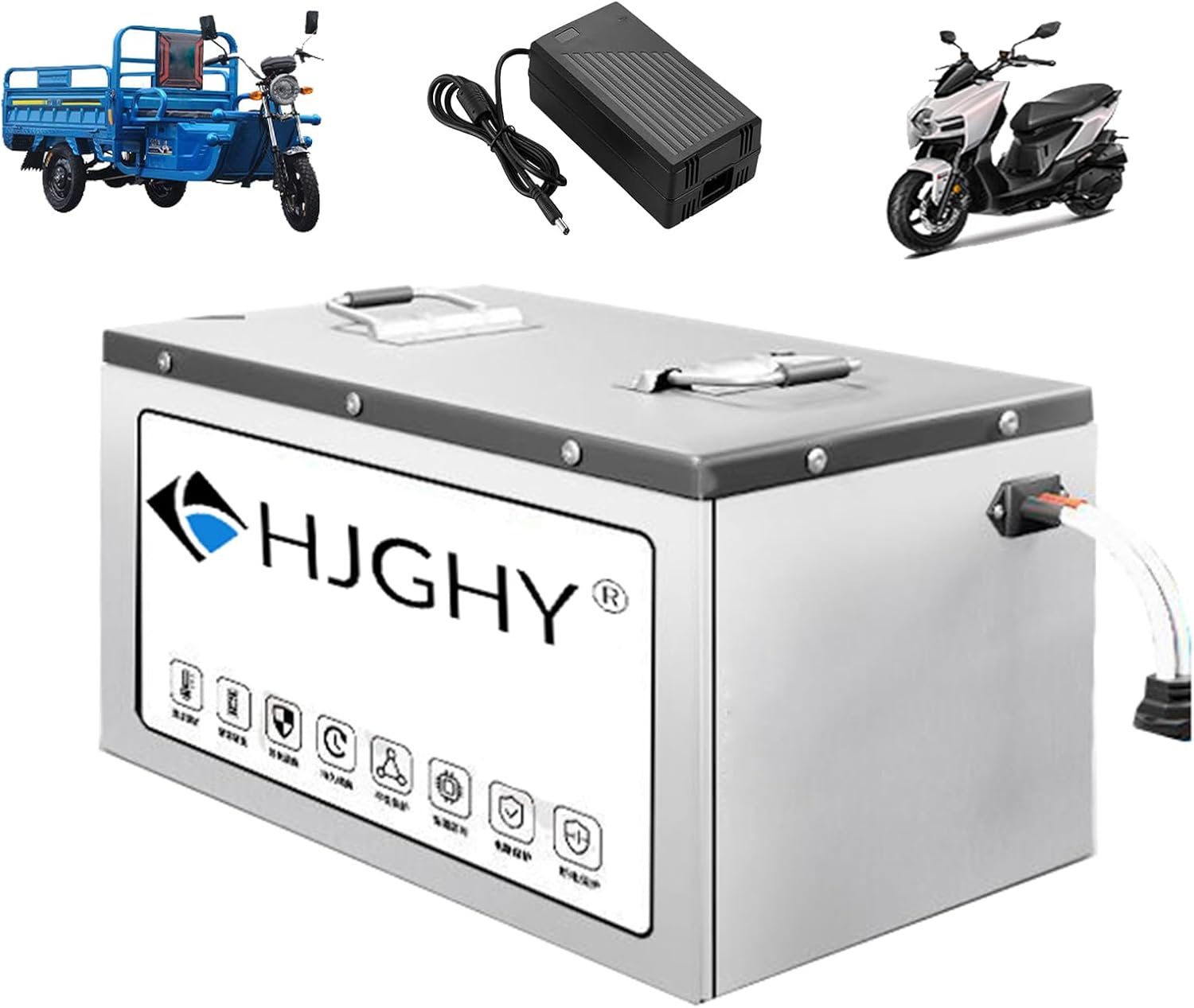 HJGHY 48V 60V 72V 60Ah 70Ah 80Ah 90Ah Motorrad-Lithiumbatterie, 60V ...