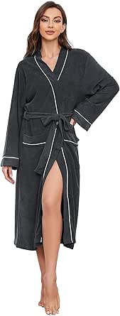 U2SKIIN Robes for Women, 100% Cotton Absorbent Terry Cloth Towel Spa ...