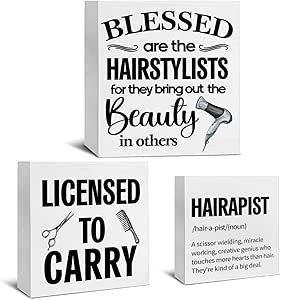 Amazon.com: 3 Pcs Hair Dresser Wood Signs Decor Hairapist Wood Block ...