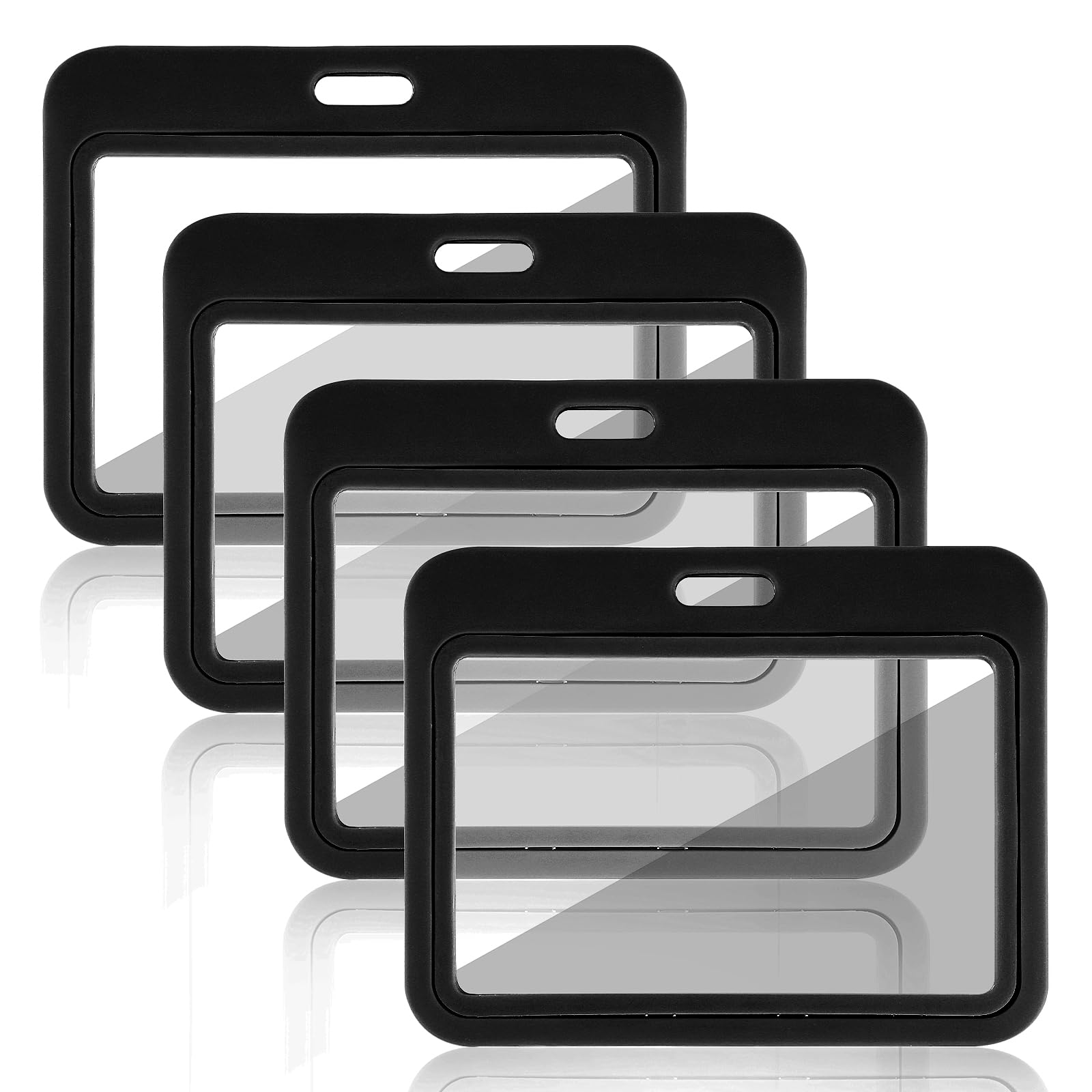 Amazon.com : 4 Pack Horizontal ID Badge Holder Double-Sided Transparent ...