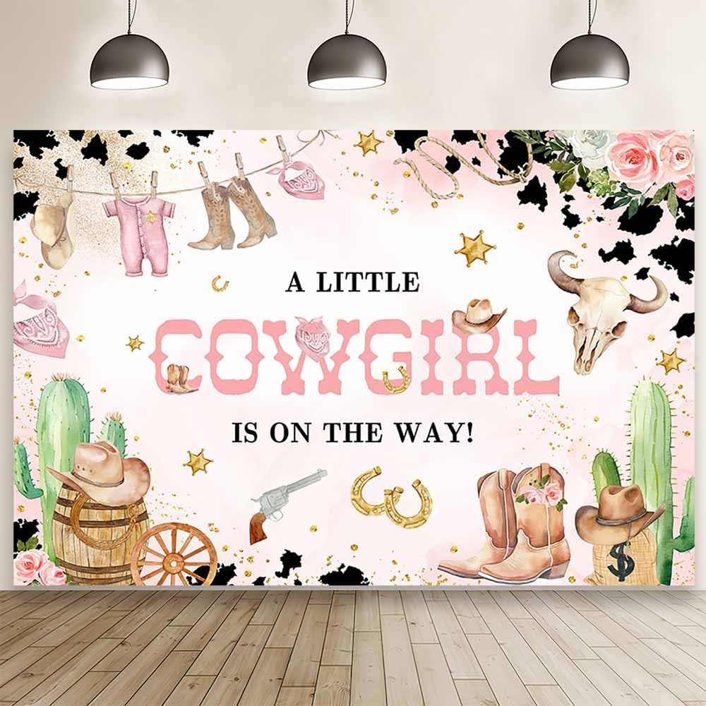 Amazon.com : MEHOFOND 7x5ft Cowgirl Baby Shower Backdrop A Little ...