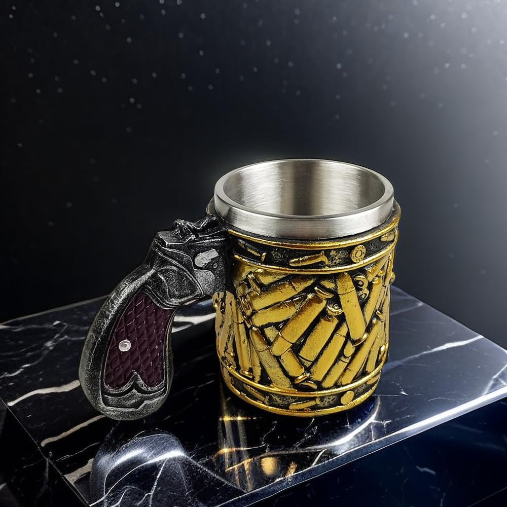 Amazon.com | yanyuss Stainless Steel Bullet Pattern Beer Mug, 450ml ...