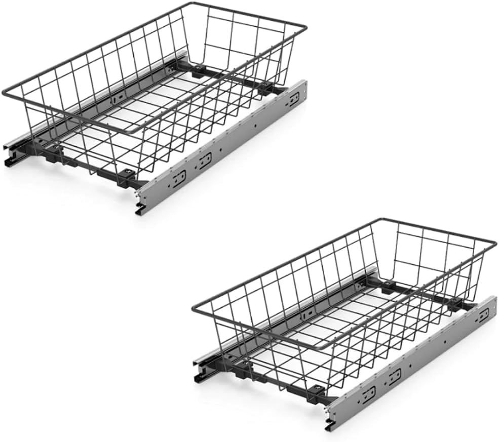 SS8 2 x Pull Out Wire Basket Drawer With Ball Bearing Runners ...