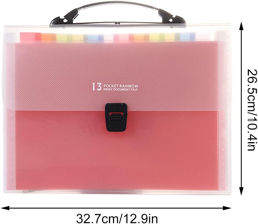 Expanding File Folder, 13 Portable Multicoloured Pockets Accordion ...