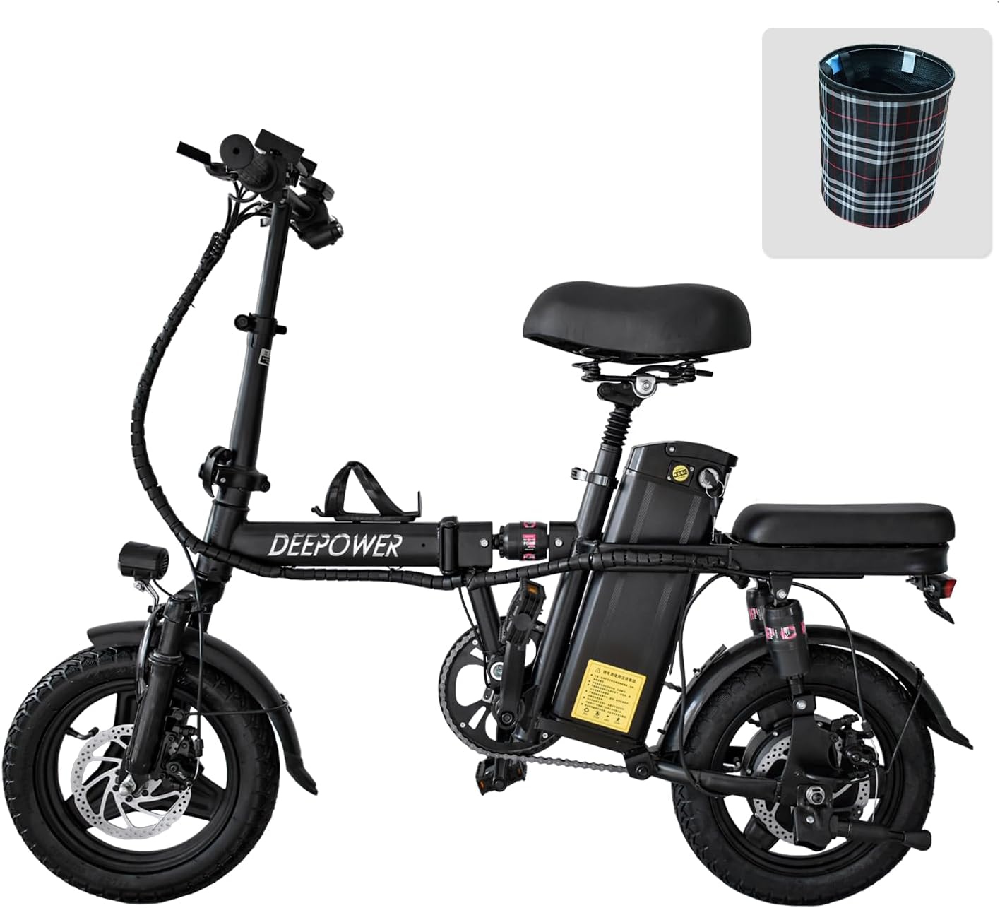 Amazon.com : DEEPOWER Electric Bike, 400W Motor, 14" Folding Electric Bicycle, 480Wh Battery ...