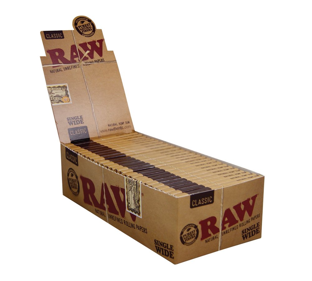 RAW Natural Single Wide Double,UNREFINED ROLLING PAPERS, 25 pack/box ...