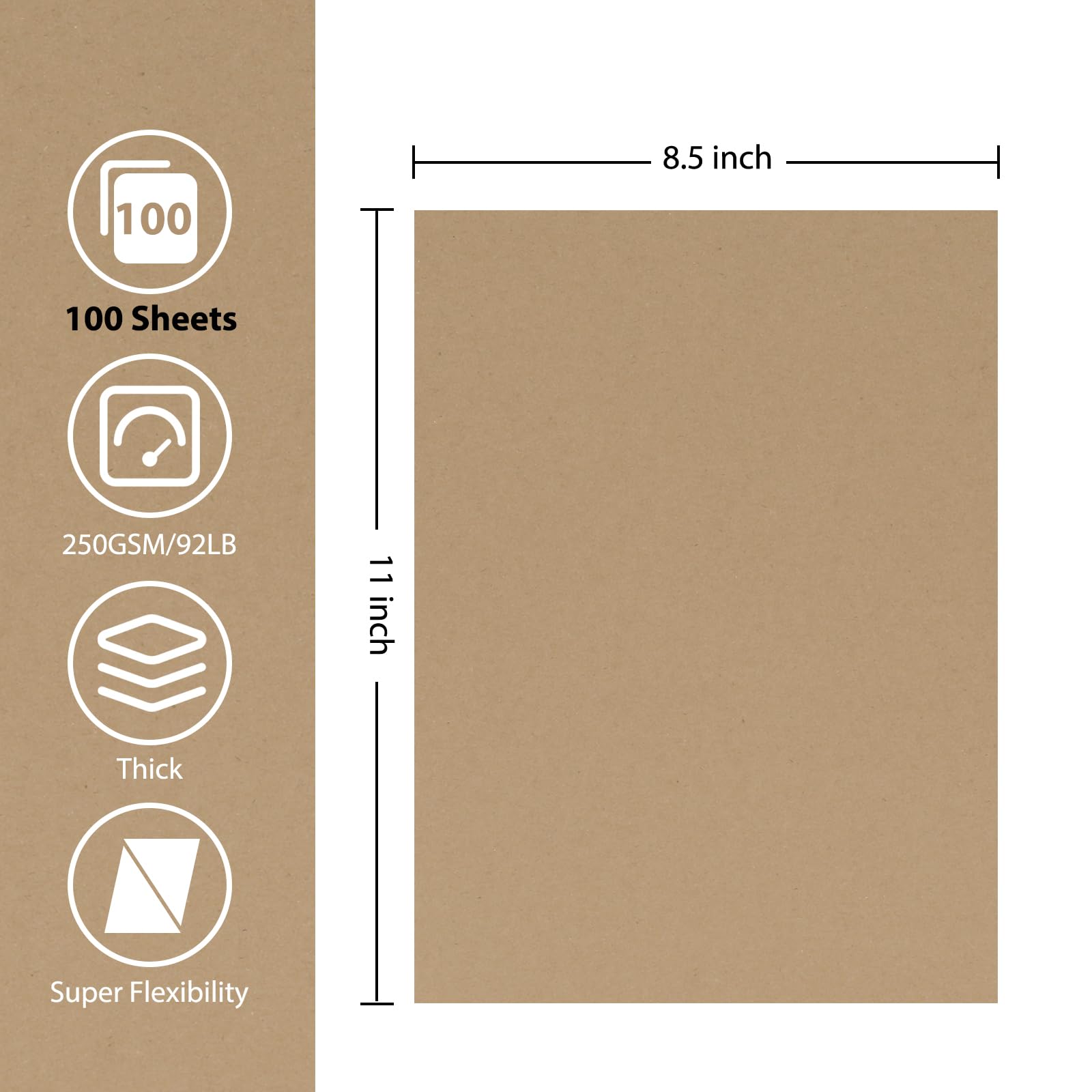 Snapklik.com : 100 Sheets Brown Cardstock Paper, Colored Printer Paper ...