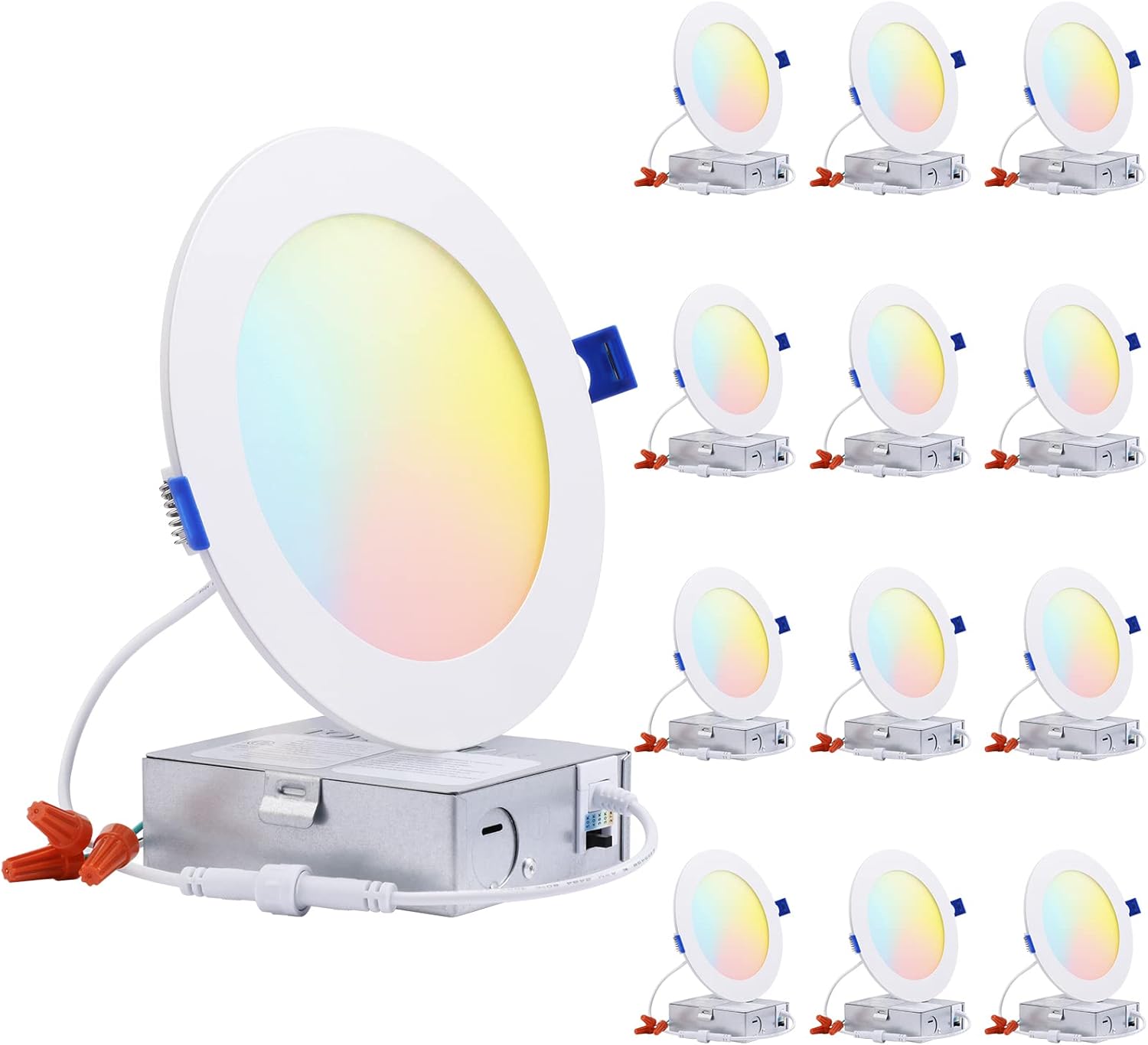 TORCHSTAR 12-Pack 6 Inch Ultra-Thin LED Recessed Lighting with J-Box ...